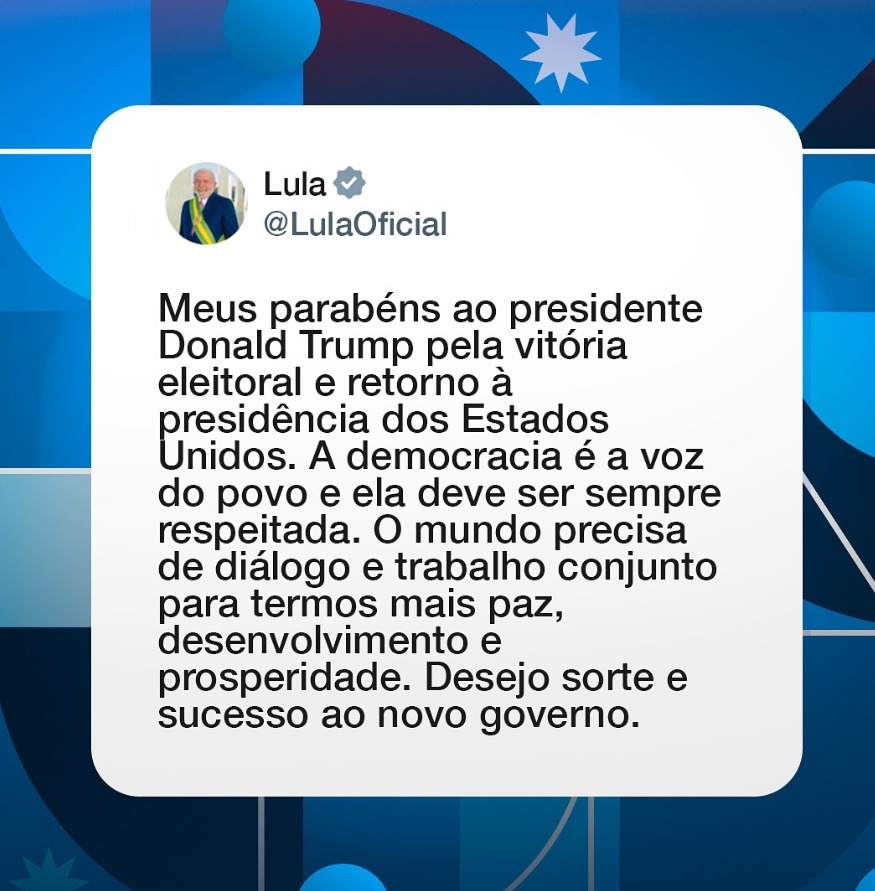 Lula parabeniza Trump: 'O mundo precisa de diálogo e trabalho conjunto ...